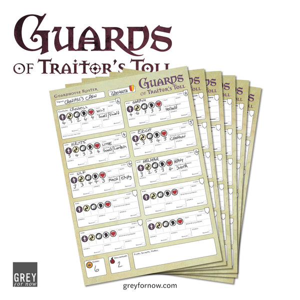 Guards of Traitor's Toll Guardhouse Roster (40 sheets) – Grey For Now Games